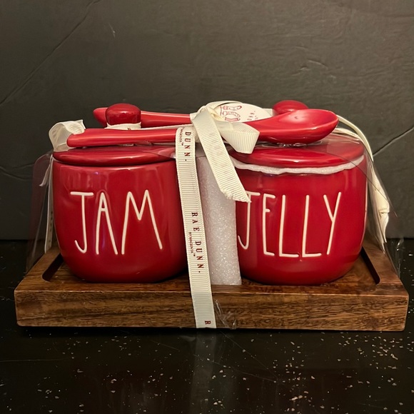 Rae Dunn | Dining | Rae Dunn Jam And Jelly Pots With Spoons | Poshmark